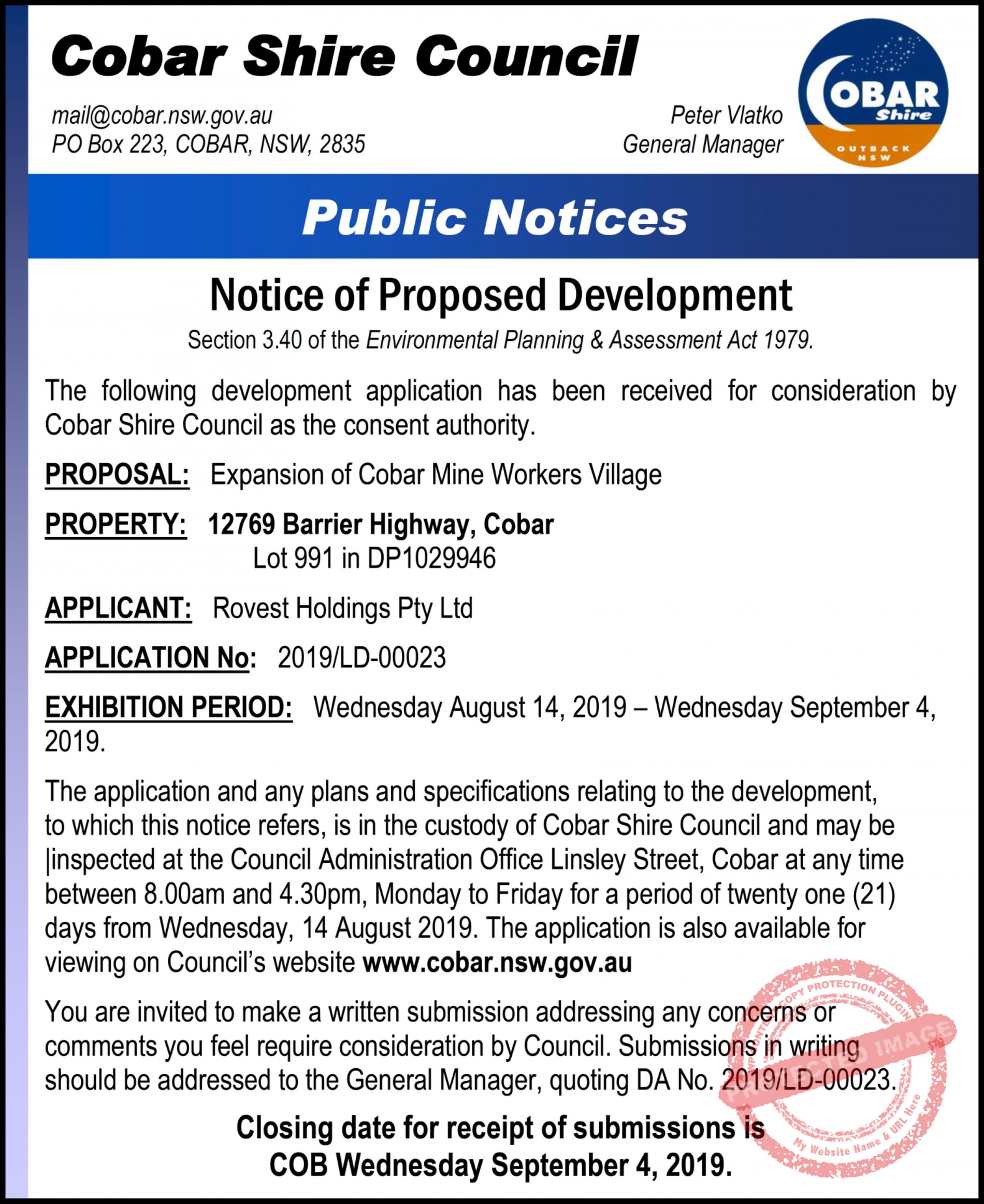 csc public notices proposed development – The Cobar Weekly