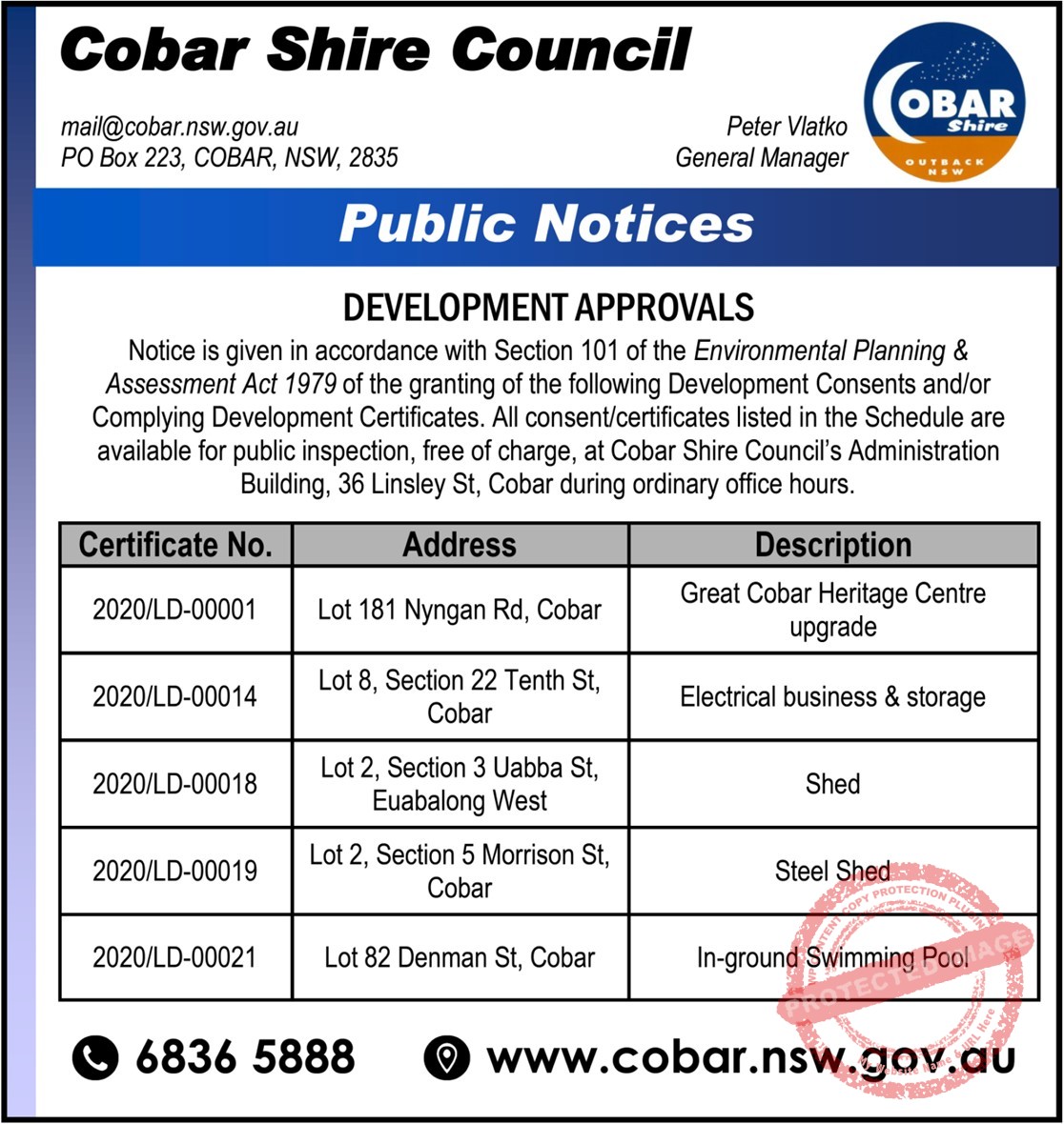 Cobar Shire Council Public Notices – The Cobar Weekly
