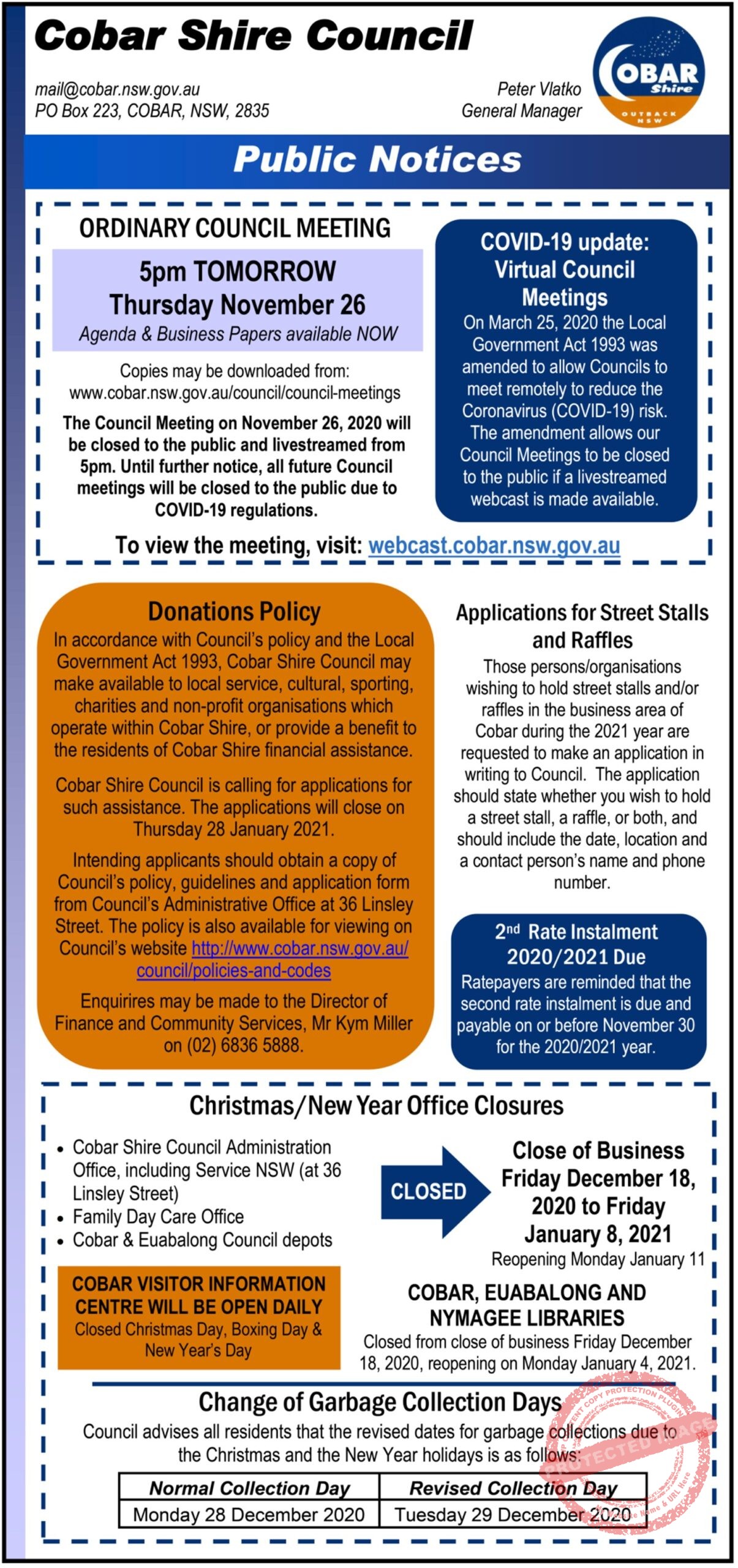 Cobar Shire- Public Notices – The Cobar Weekly