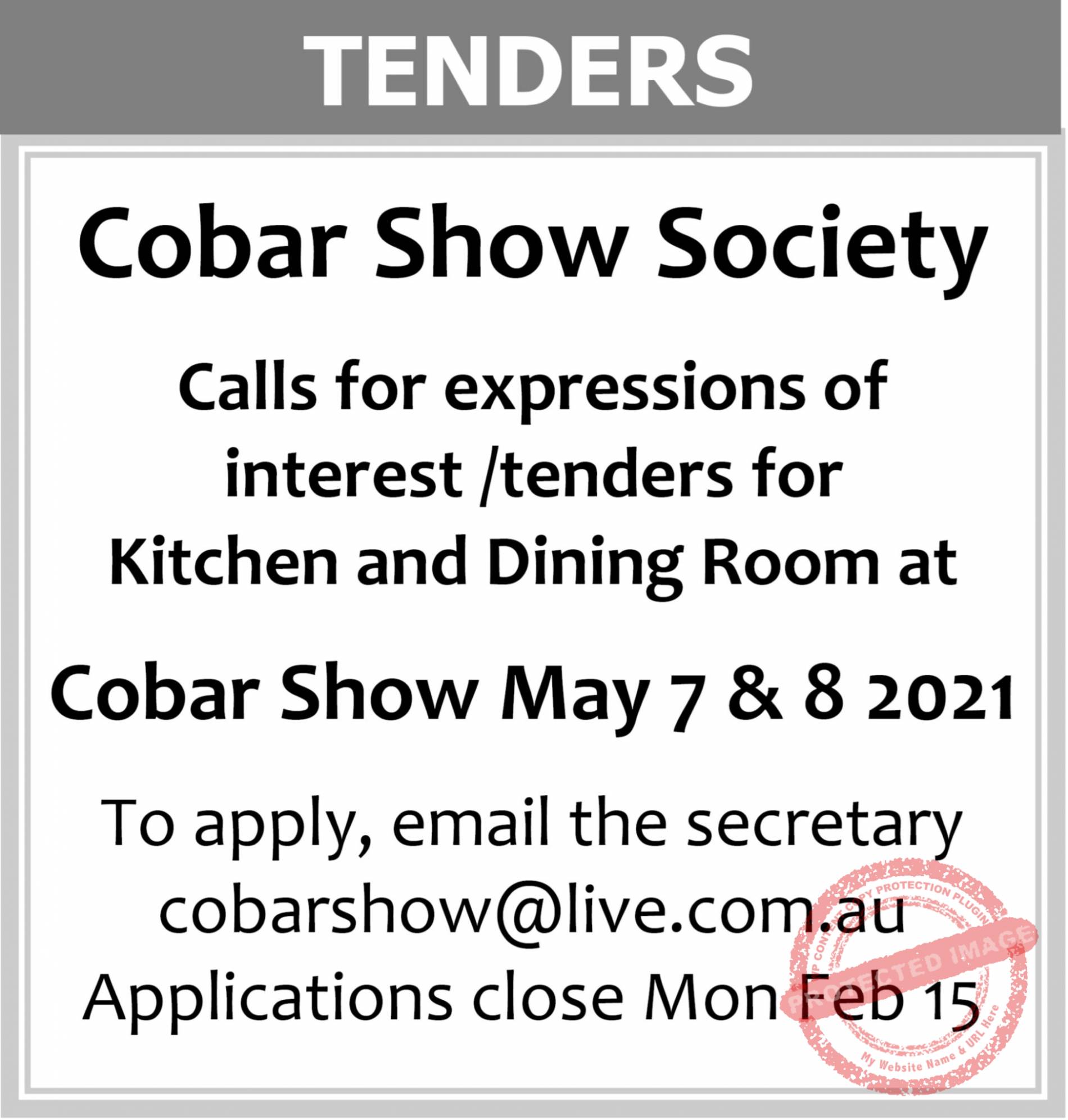 Cobar Show Society Tender/Expression of interest – The Cobar Weekly