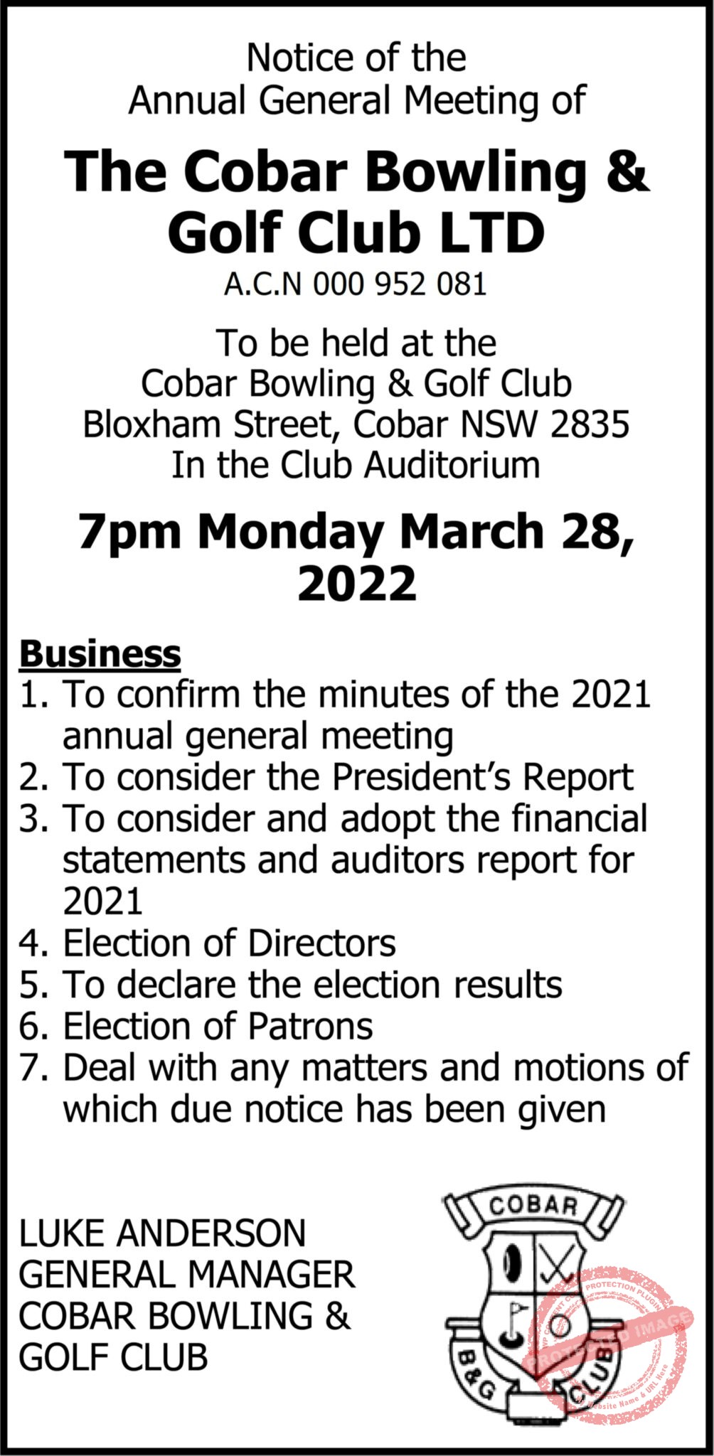 The Cobar Bowling & Golf Club AGM – The Cobar Weekly