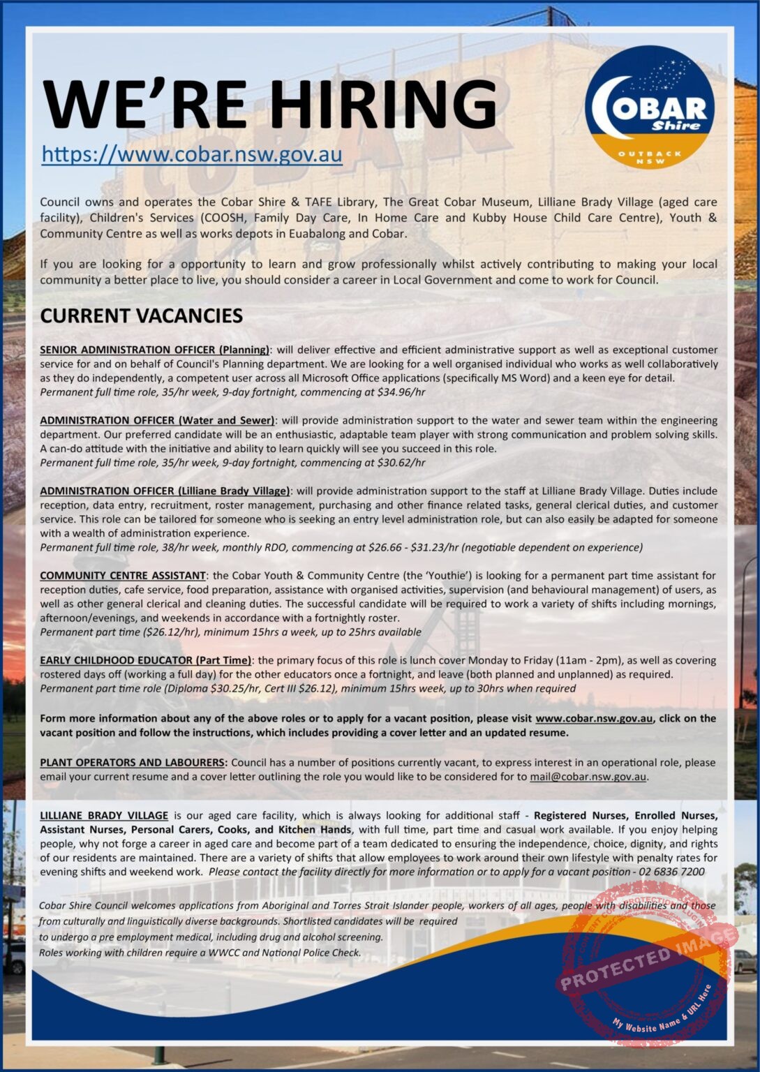 Cobar Shire Council – Various Positions Vacant – The Cobar Weekly